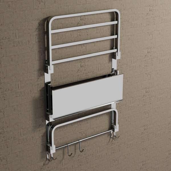 Qeyra (SL-007 Square) Stainless Steel 3 in 1 Foding Rack,Shelf and Rod ...